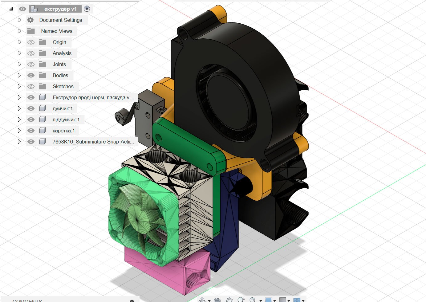 Экструдер на 3d принтер для двухцветной печати HyperCube Evolution - Чертежи, 3D Модели, Проекты ...